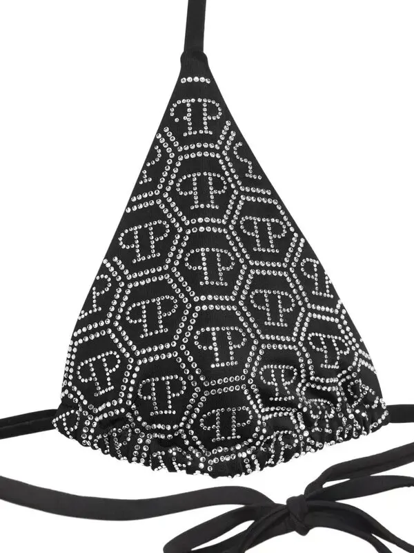 Philipp Plein Rhinestone-embellished Triangle Bikini Top