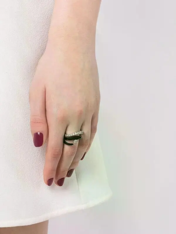 Nikos Koulis 18kt White Gold Diamond And Enamel Ring
