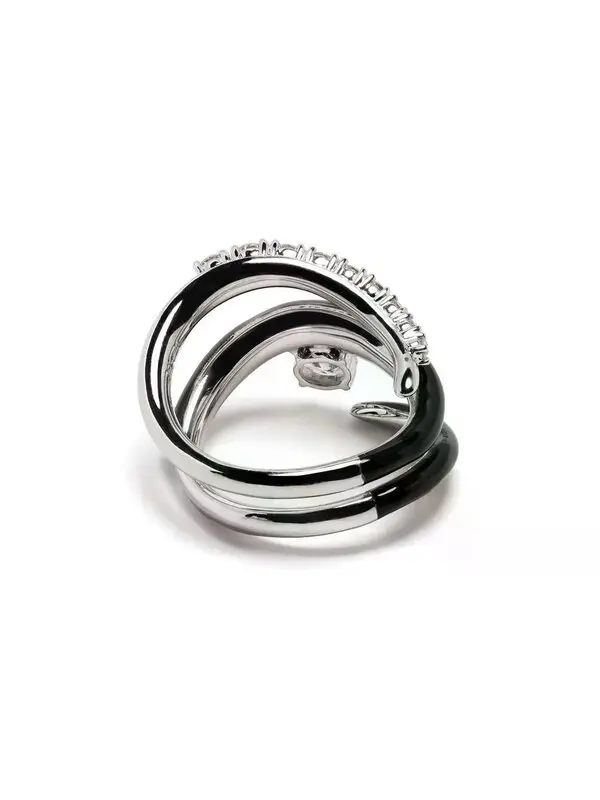 Nikos Koulis 18kt White Gold Diamond And Enamel Ring