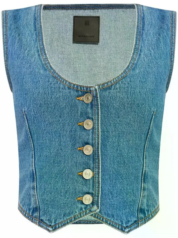 Givenchy Voyou Denim Waistcoat - Blue