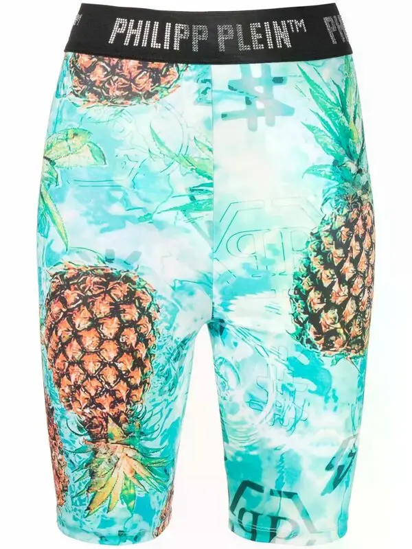 Philipp Plein Pineapple Stones Cycling Shorts - Blue