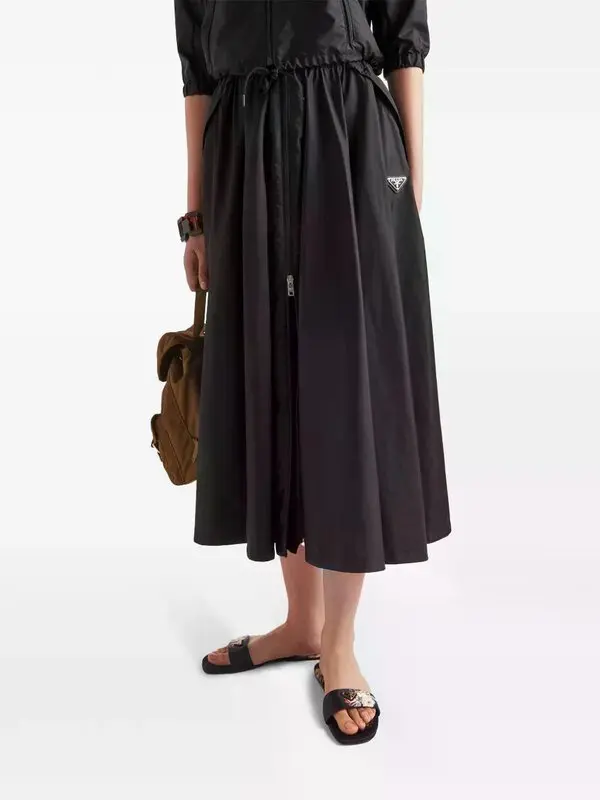 Prada Re-nylon Midi Skirt With Enameled Triangle Logo