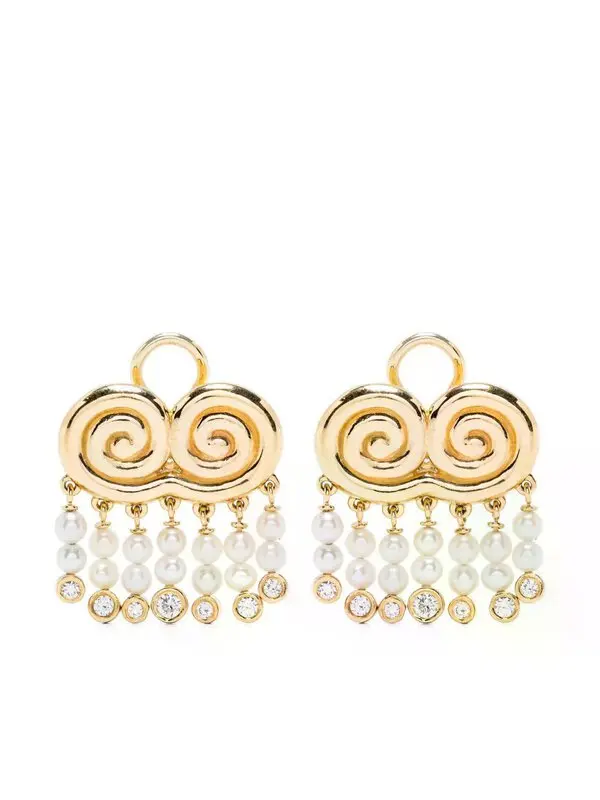 SAUER 18kt Yellow Agni Pearl And Diamond Earrings - Gold