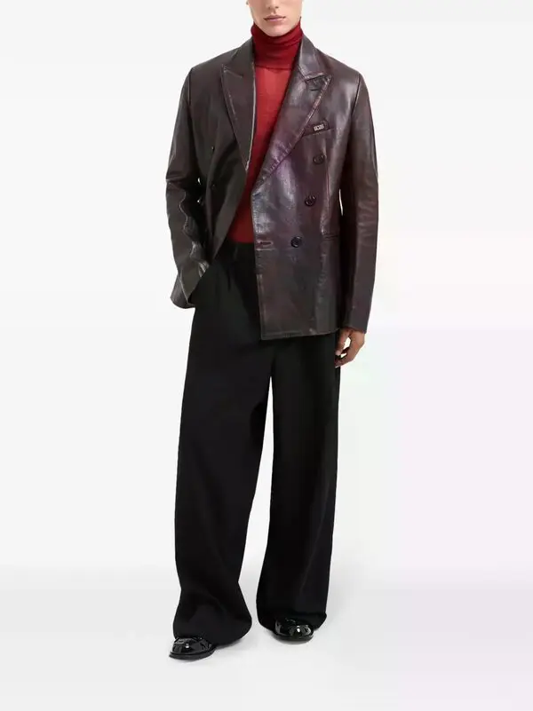Gcds Leather Double-breasted Blazer