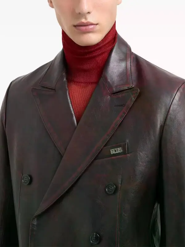 Gcds Leather Double-breasted Blazer