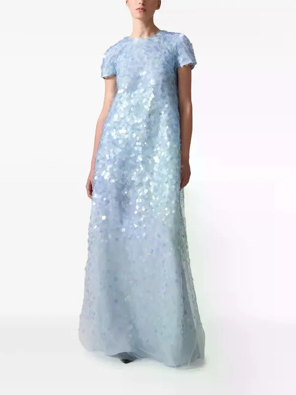 Carolina Herrera Sequinned Short-sleeve Gown