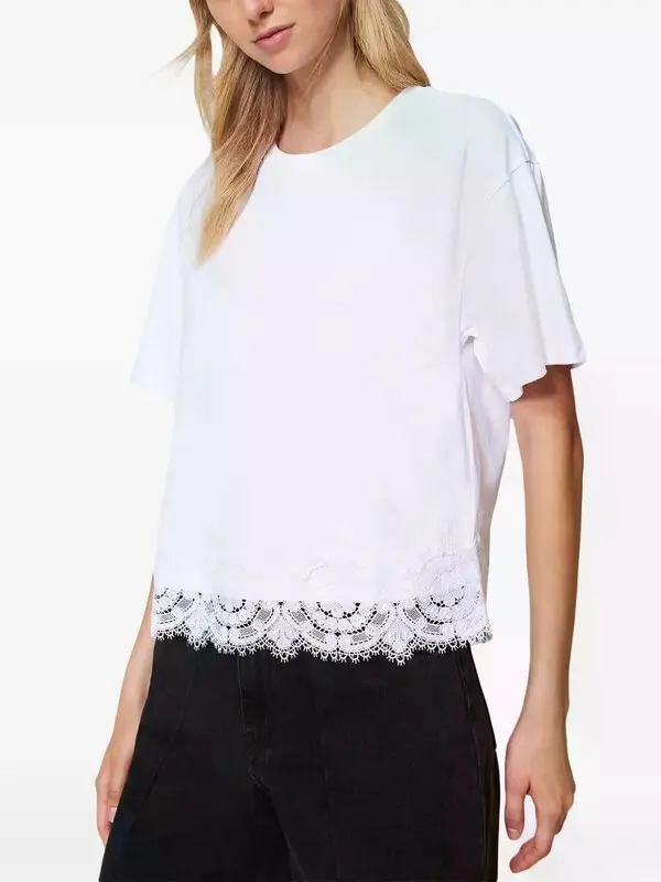 TWINSET Macramé-trimmed Cropped T-shirt