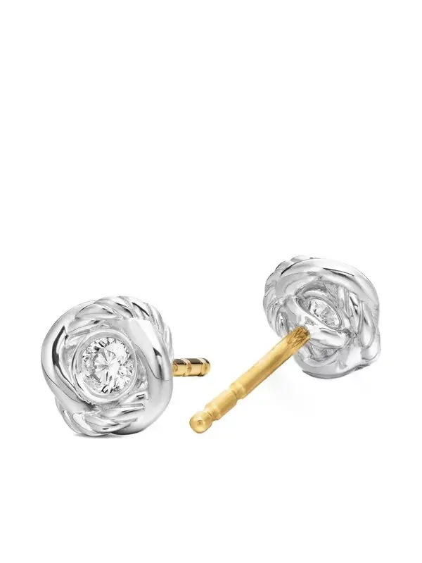 David Yurman Sterling Infinity Diamond Stud Earrings