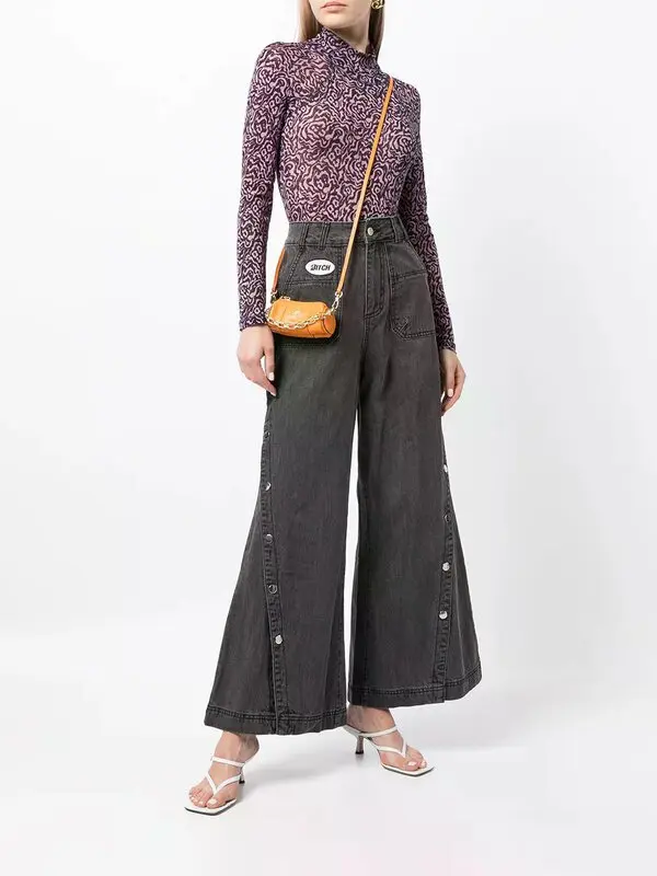 GROUND ZERO Button-leg Flared Jeans