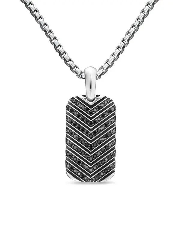 David Yurman Sterling Chevron Diamond Pendant - Silver
