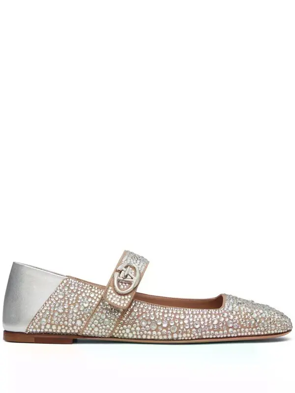 Valentino Garavani Vlogo Locker Mary-jane Ballet Flats - Neutrals