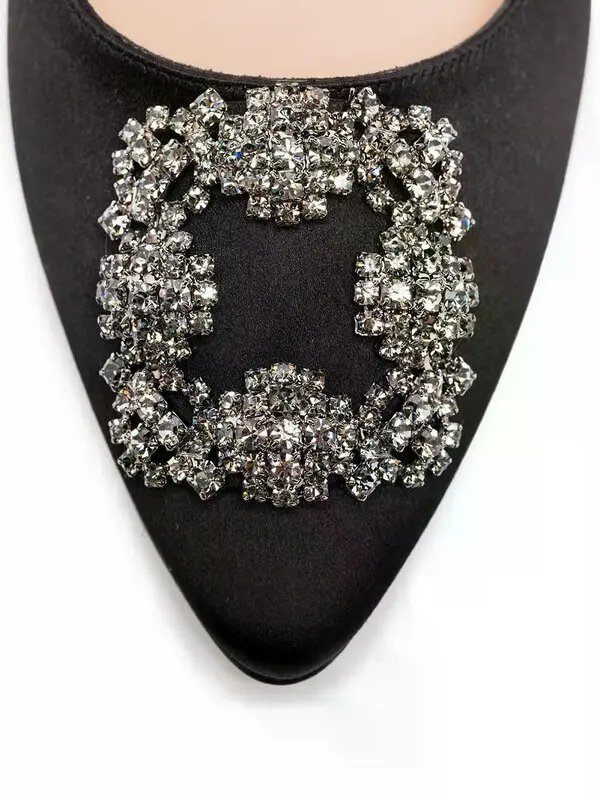 Manolo Blahnik Hangisi Pumps With Crystal Buckle - Black