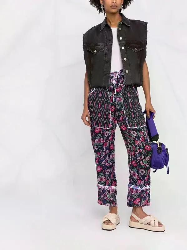 MARANT ETOILE Mix-print Straight-leg Ankle Trousers