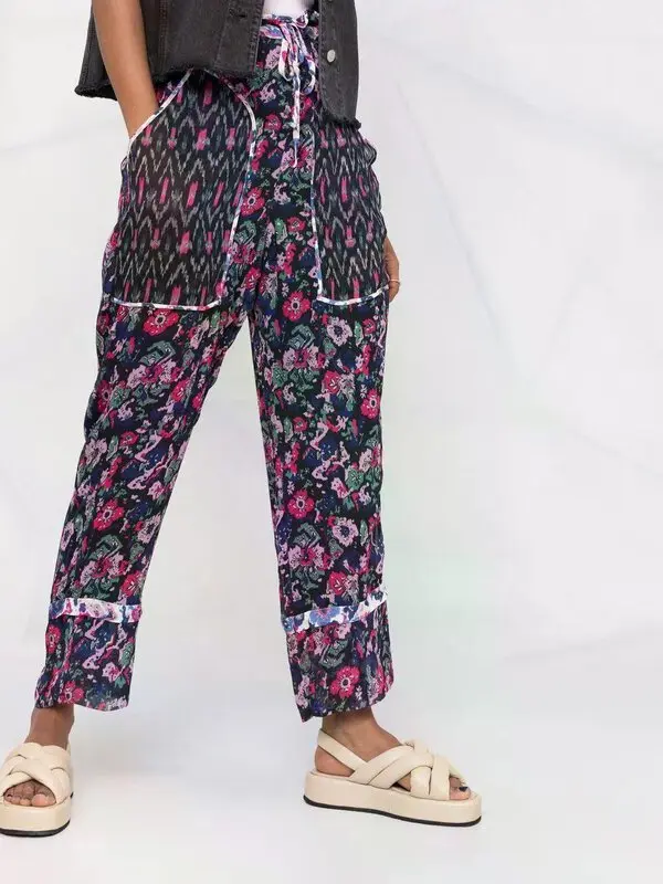 MARANT ETOILE Mix-print Straight-leg Ankle Trousers