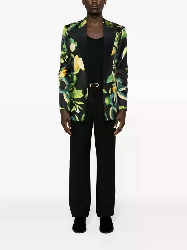 Roberto Cavalli Lemon-print Silk Blazer