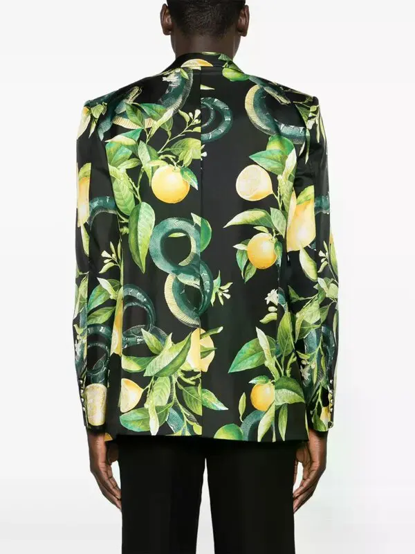 Roberto Cavalli Lemon-print Silk Blazer