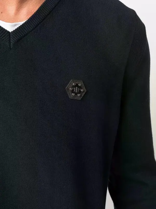 Philipp Plein Logo-patch V-neck Jumper