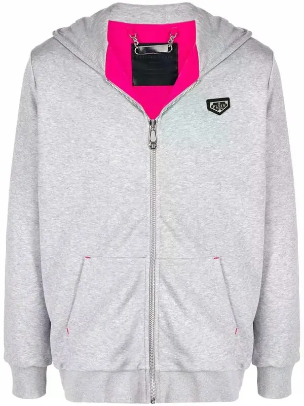 Philipp Plein Logo-patch Zip-up Hoodie - Grey