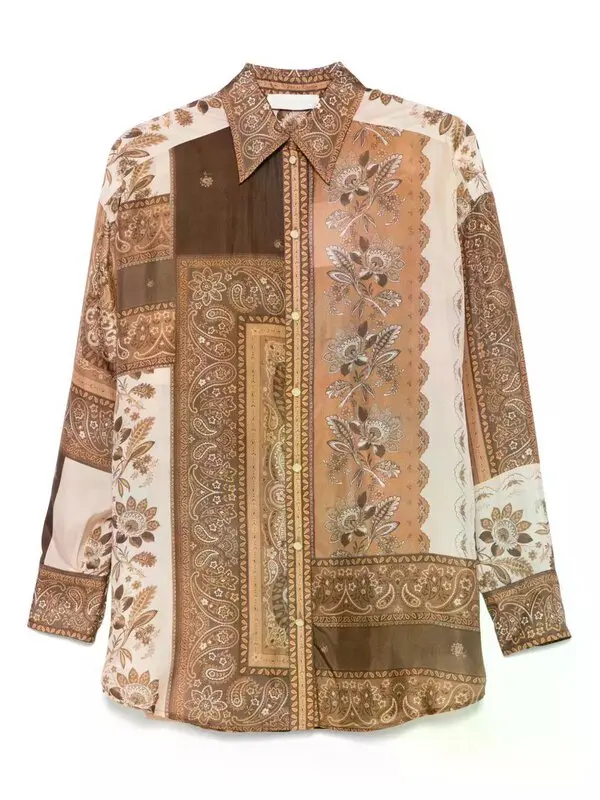 Zimmermann Lucky Silk Shirt - Brown