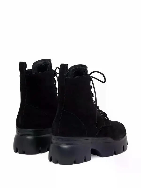 GIUSEPPE ZANOTTI Sheepskin Lace-up Boots - Black