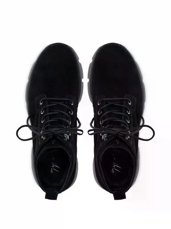 GIUSEPPE ZANOTTI Sheepskin Lace-up Boots - Black