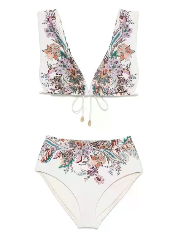 Zimmermann Rhiannon Paisley Print Bikini - Neutrals