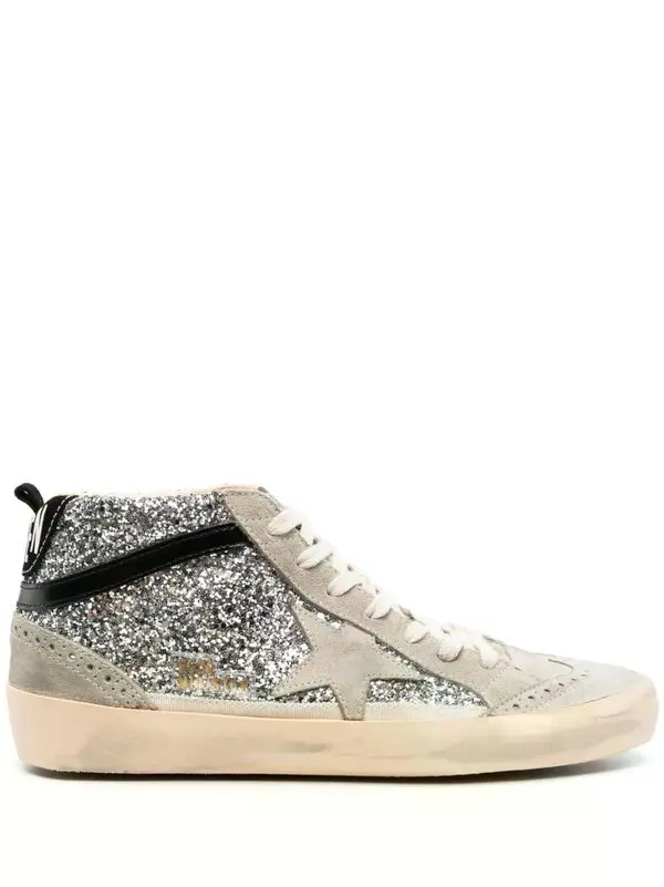 GOLDEN GOOSE Mid Star Glitter Sneakers - Grey