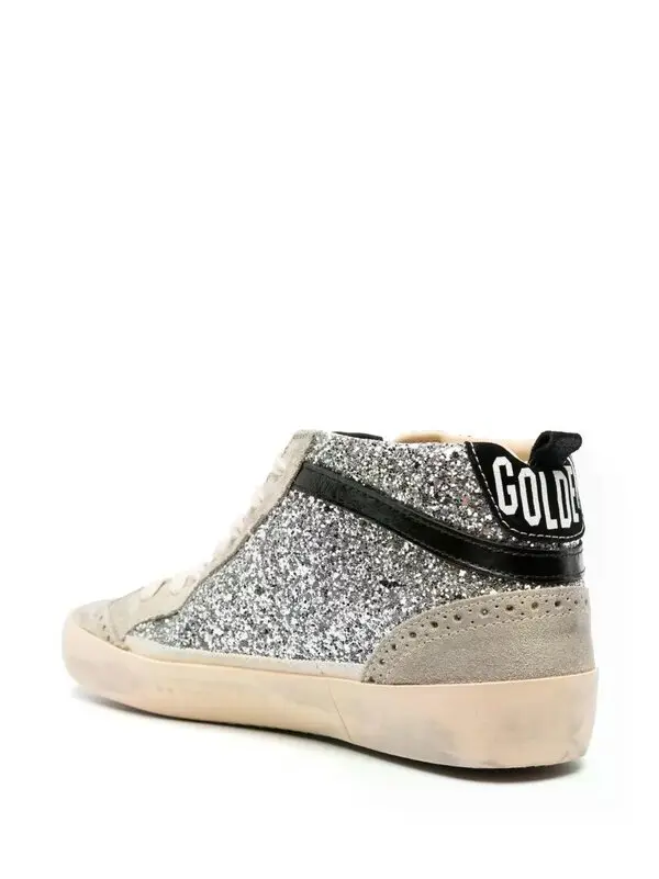 GOLDEN GOOSE Mid Star Glitter Sneakers - Grey