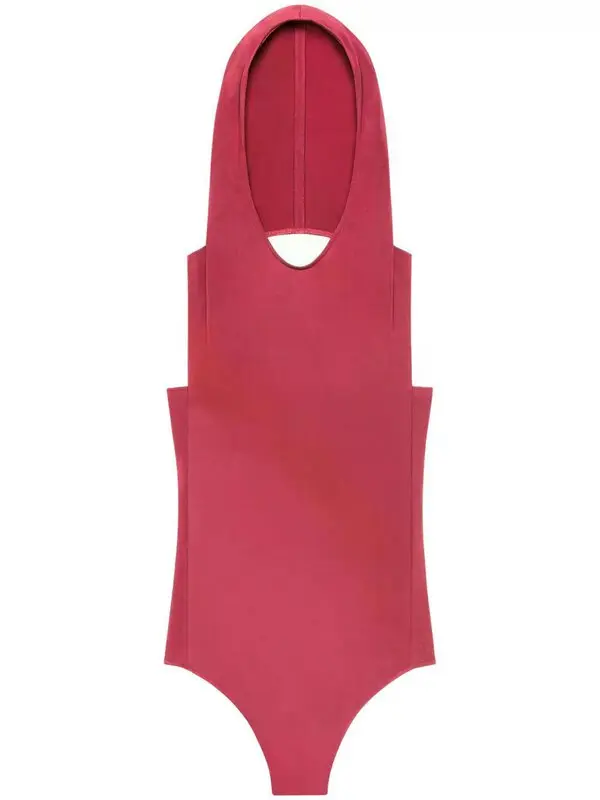 COURREGES Illusion Hooded Bodysuit - Red