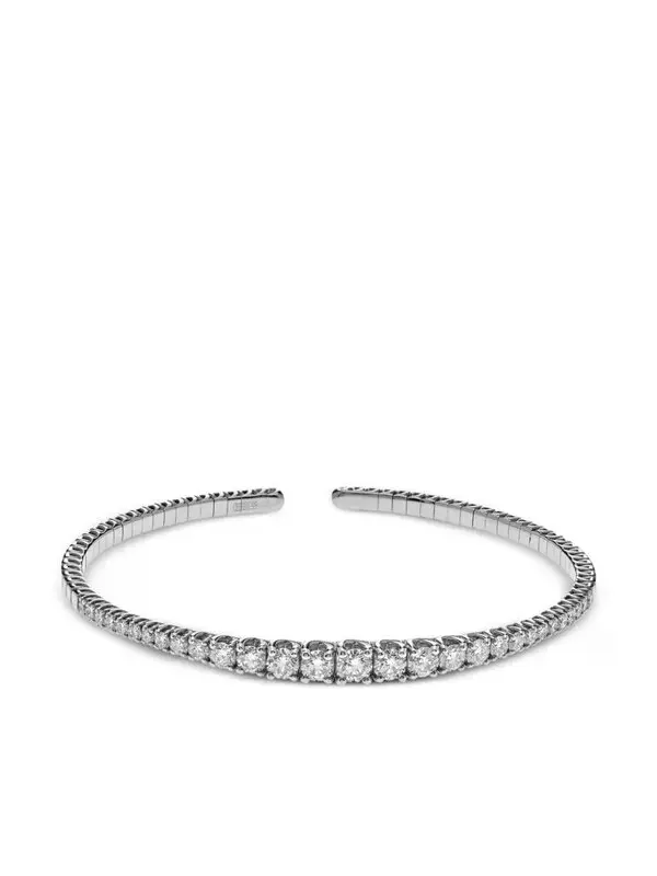 JEWELS AFICIONADO 18kt White Gold Diamond Cuff Bracelet - Silver