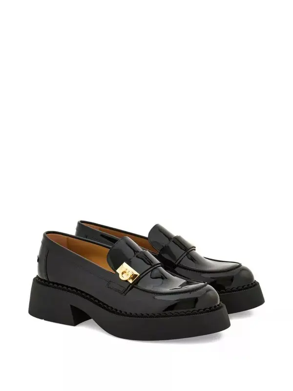 FERRAGAMO Leather Loafers With Hug Buckle Detail