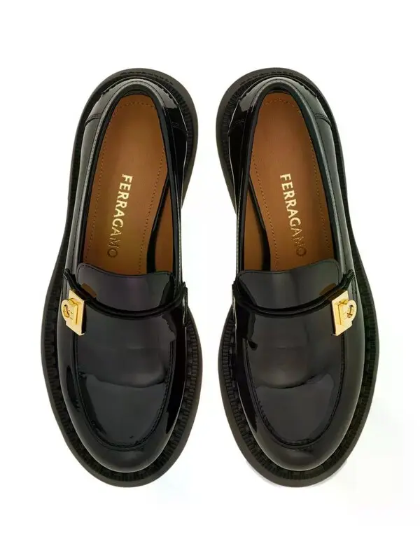 FERRAGAMO Leather Loafers With Hug Buckle Detail
