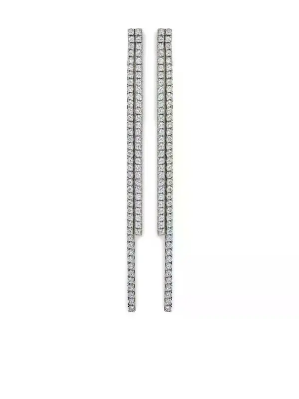 JEWELS AFICIONADO 18kt White Gold 3.57ct Diamond Drop Earrings - Silver