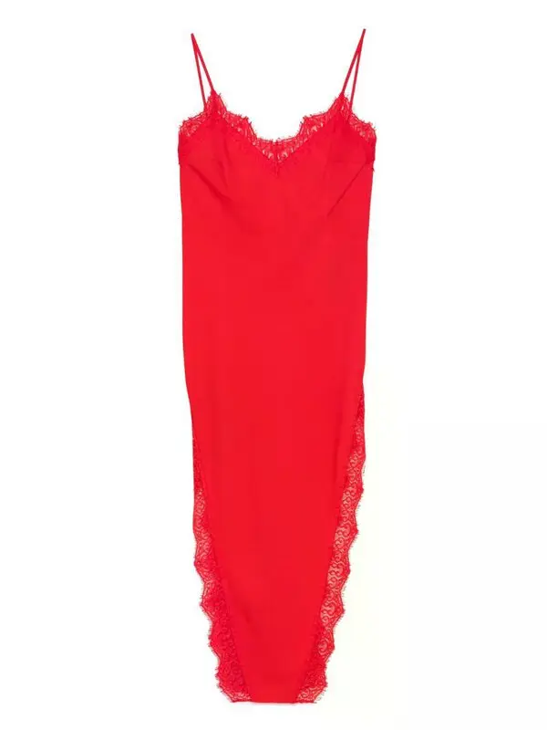 NISSA Side-slits Slip Dress - Red