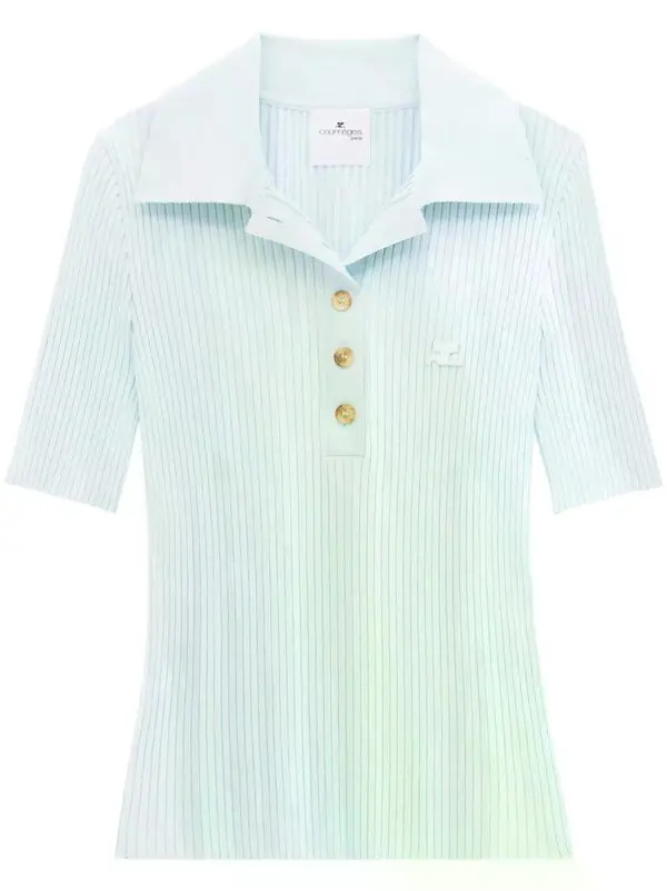 COURREGES Signature Ribbed Polo Top