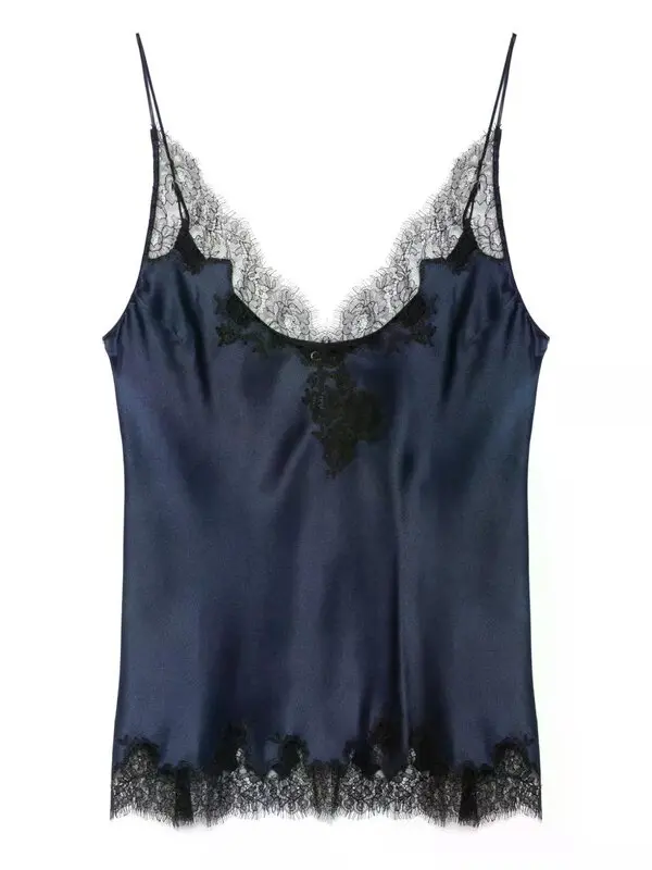 Carine Gilson Silk Satin Top - Blue