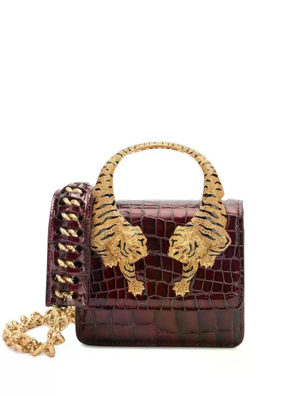 Roberto Cavalli Embossed Crocodile Effect Mini Bag - Red