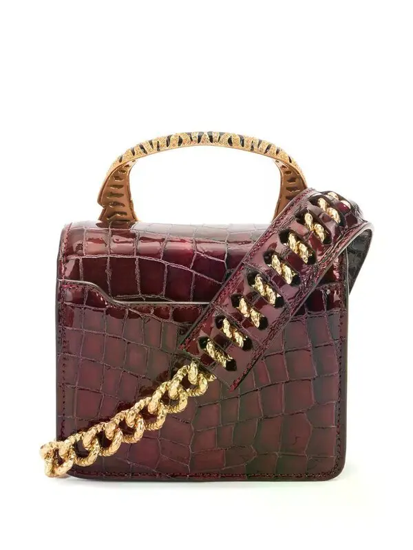 Roberto Cavalli Embossed Crocodile Effect Mini Bag - Red