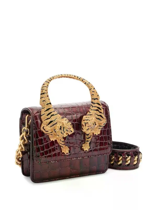 Roberto Cavalli Embossed Crocodile Effect Mini Bag - Red