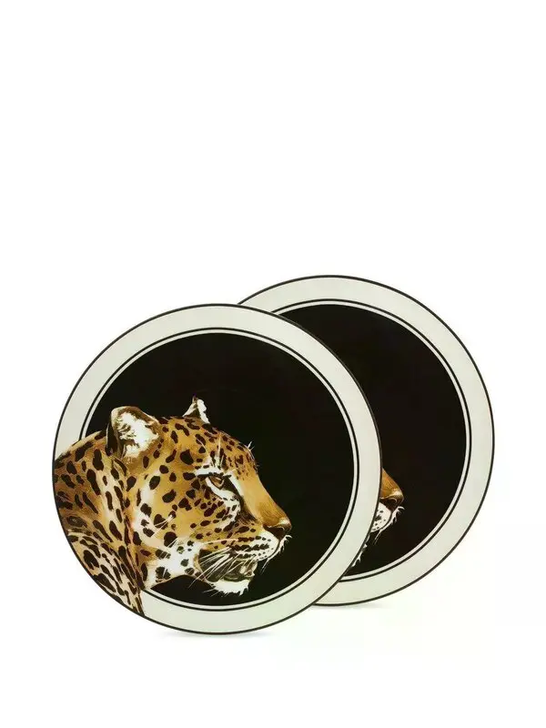 Dolce & Gabbana Leopard-print Bread Plates - Black