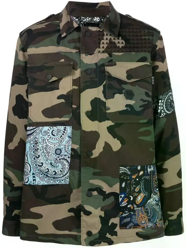Philipp Plein Camouflage-print Paisley-patch Jacket