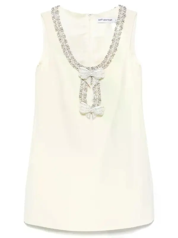 SELF-PORTRAIT Crepe Bow-detail Mini Dress - Yellow