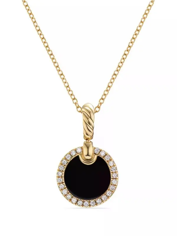 David Yurman 18kt Yellow Petite Dy Elements Diamond & Onyx Necklace - Gold