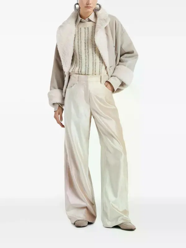 Brunello Cucinelli Shimmer-finish Wide-leg Trousers