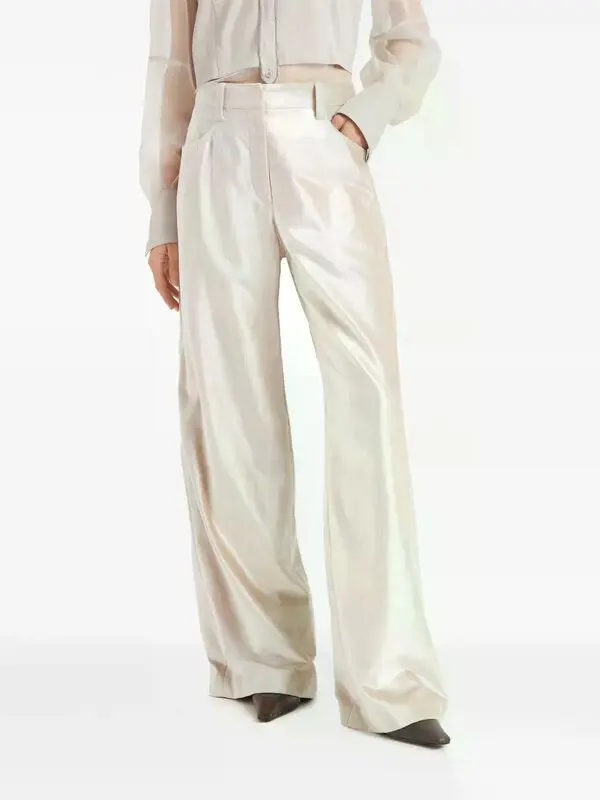 Brunello Cucinelli Shimmer-finish Wide-leg Trousers