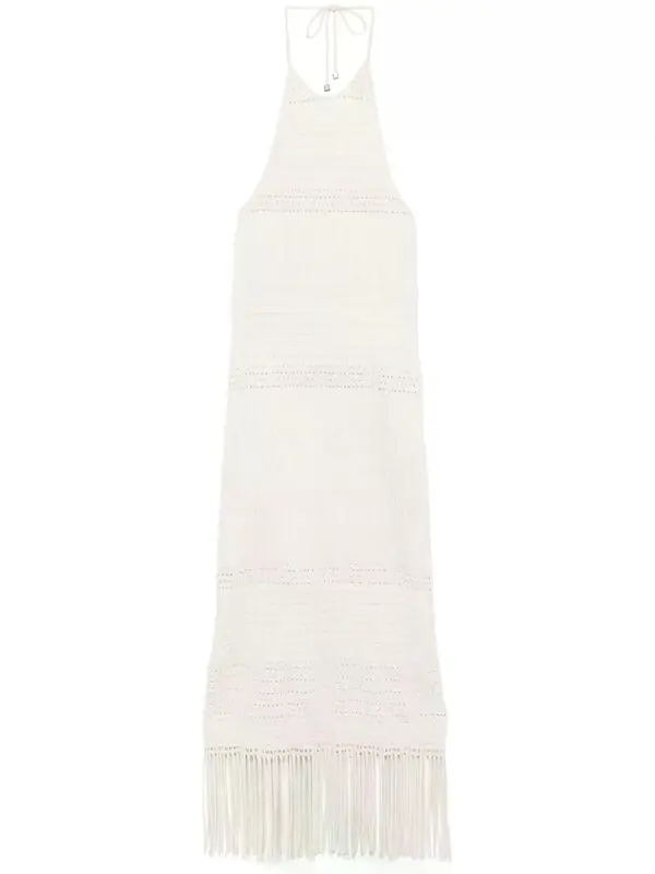 Nanushka Textured Halterneck Midi Dress - Neutrals