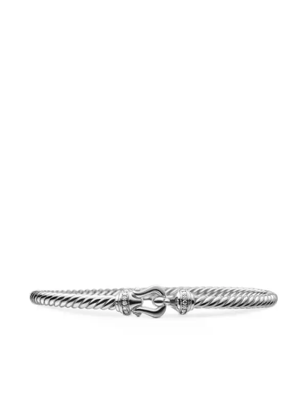 David Yurman 18kt White Gold Cablespira Diamond Bracelet - Silver