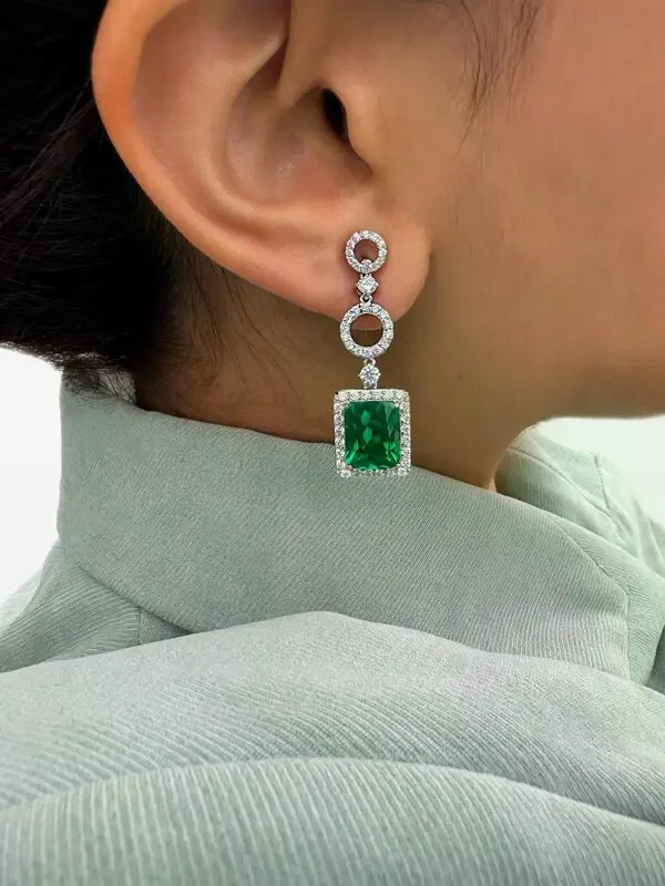 JUWELINA PARIS Sterling Emerald Cut Earrings