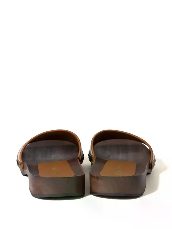 Miu Miu Canvas And Leather Logo Clogs