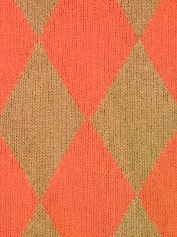 La DoubleJ Argyle-pattern Knitted Scarf - Brown